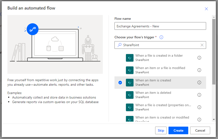 Use Power Automate to create a folder in SharePoint with link back to ...