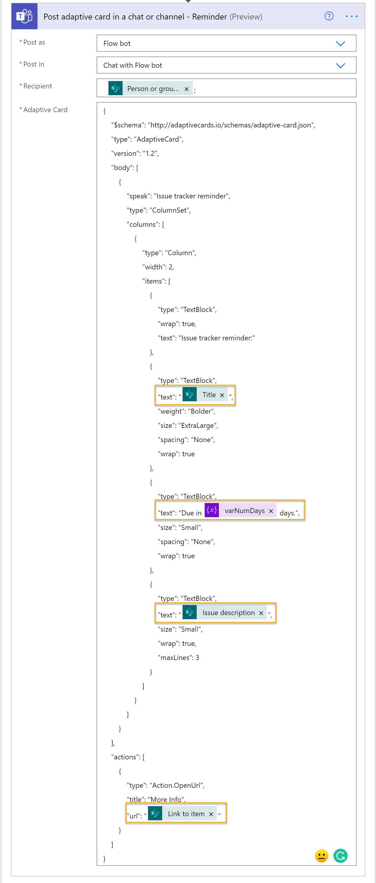 Send an Adaptive Card to Teams from Microsoft Lists using Power ...